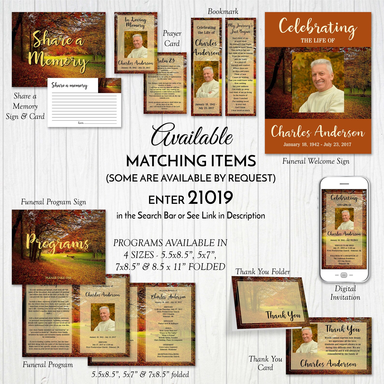 Autumn Landscape Funeral Program Template Obituary/order of - Etsy