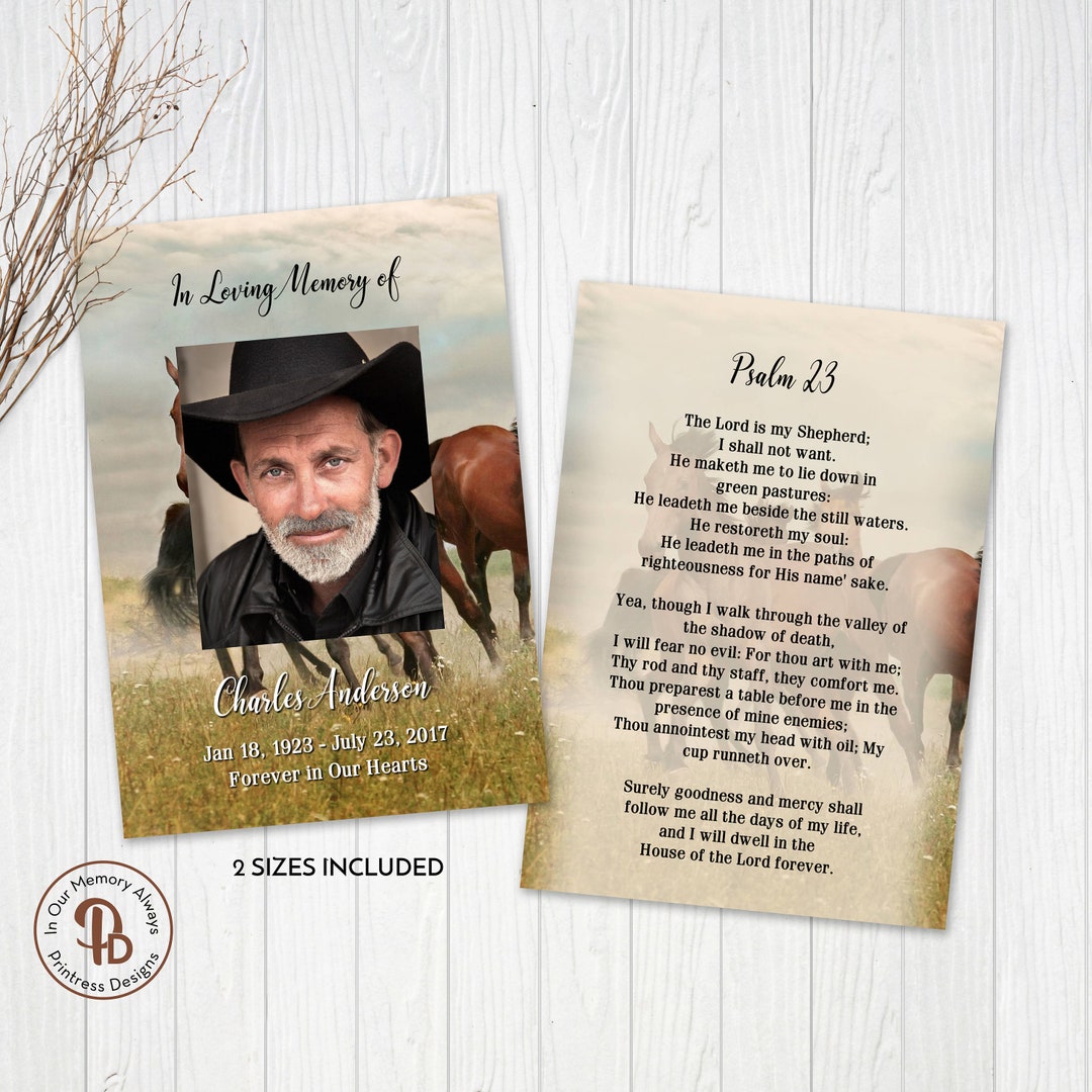 Horses on the Plains Funeral Keepsake Prayer Card, Memorial Favor ...