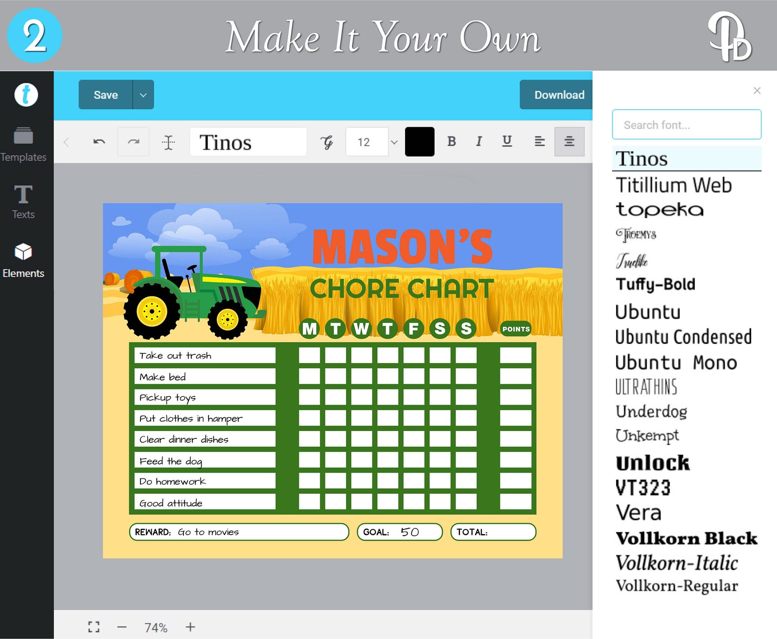 Tractor Children's Chore Chart Editable Reward Chart | Etsy