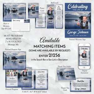 Blue Lake Fishing Funeral Program Template, Celebration of Life ...