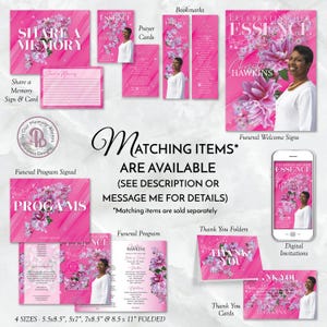 Pink Floral Funeral Program Template, Printable Magazine Memorial ...