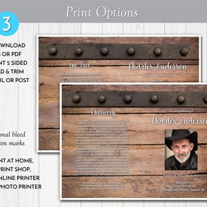 Aged Rustic Wood Funeral Program Template, Obituary/order of Service ...