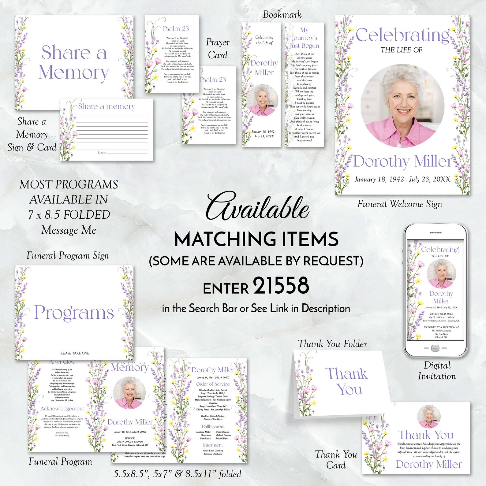 Spring Wildflowers Funeral Program Obituary Template - Etsy