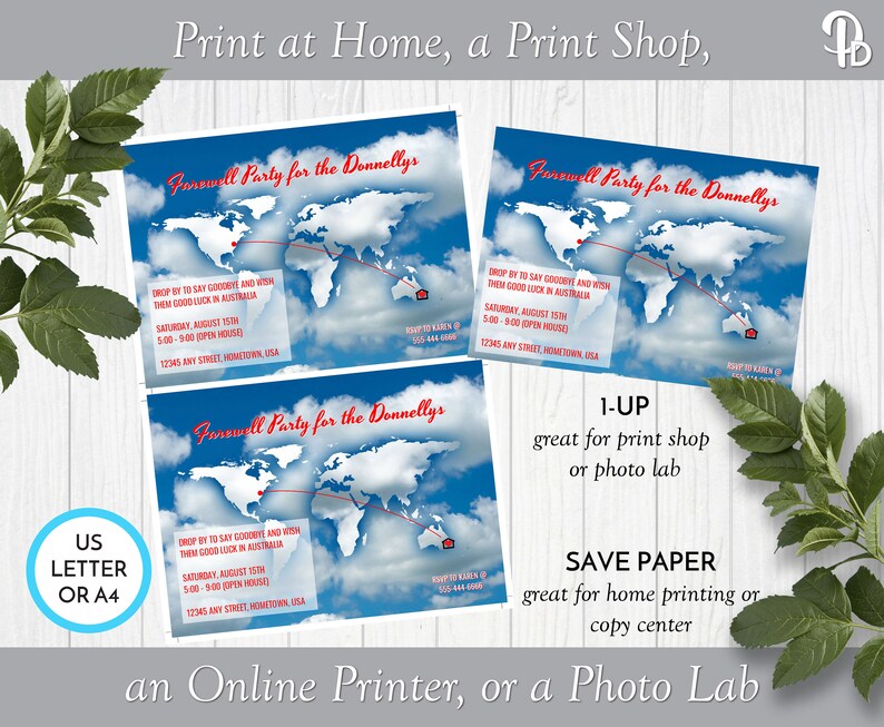 World Map Farwell Party Invitation, Moving Party Invitation, Going Away ...