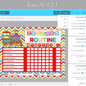 Children's Train Daily Routine Charts, Morning Routine Chart, Evening ...
