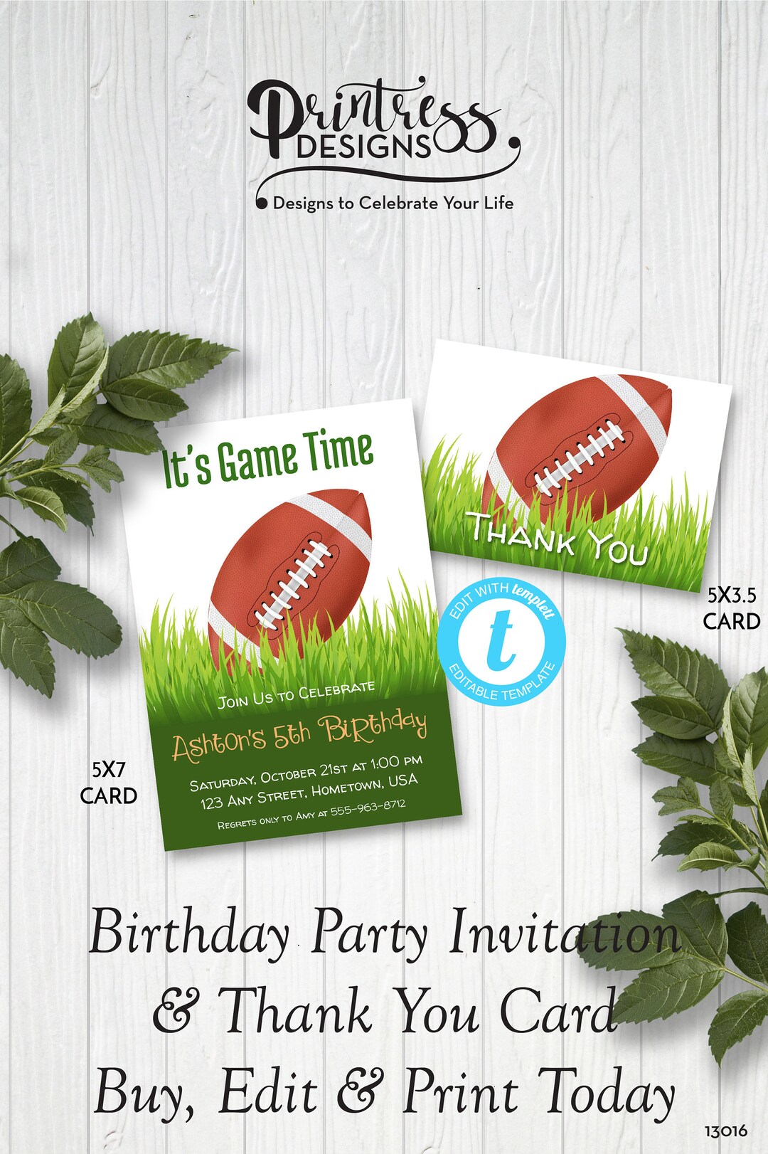 Game Time Football Birthday Invitation Football Birthday - Etsy