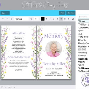 Spring Wildflowers Funeral Program, Obituary Template, Celebration of ...