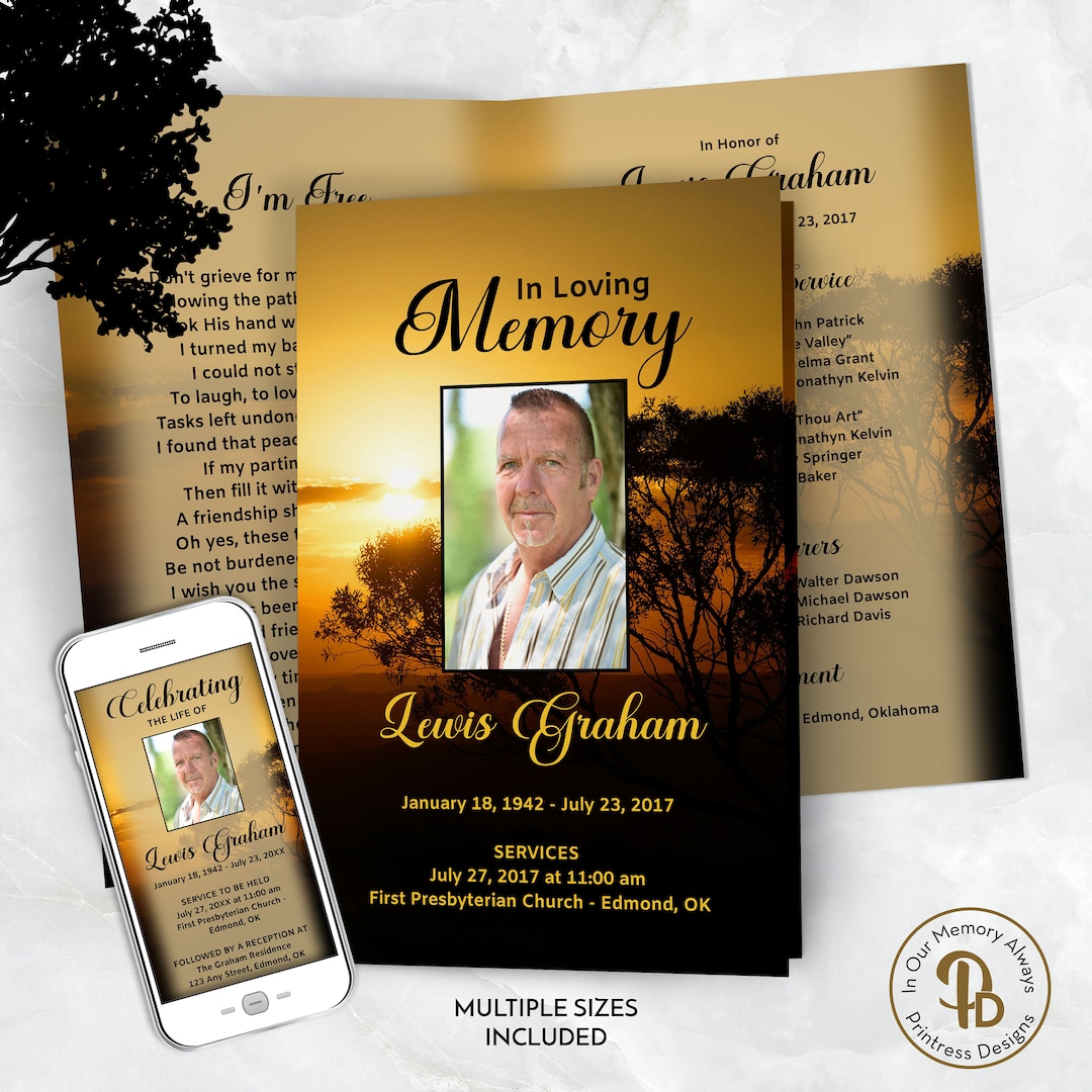 Outback Sunset Funeral Program Template, Obituary Program, Order of ...