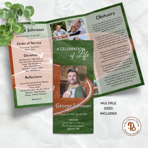 Baseball Fan Trifold Funeral Program, Obituary Template, Editable ...