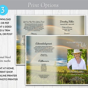 Double Rainbow Funeral Program Template, Obituary/order of Service ...