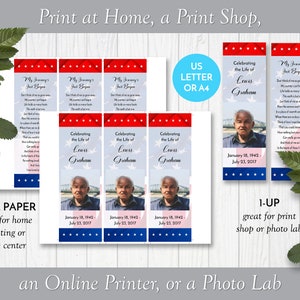 Patriotic Editable Memorial Bookmark Template, Veteran Printable ...