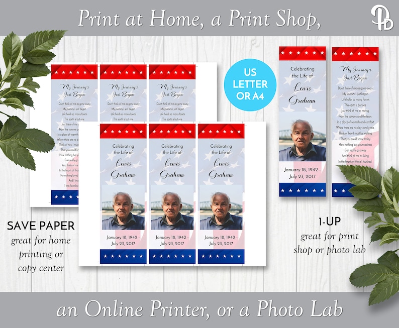 Patriotic Editable Memorial Bookmark Template Veteran - Etsy