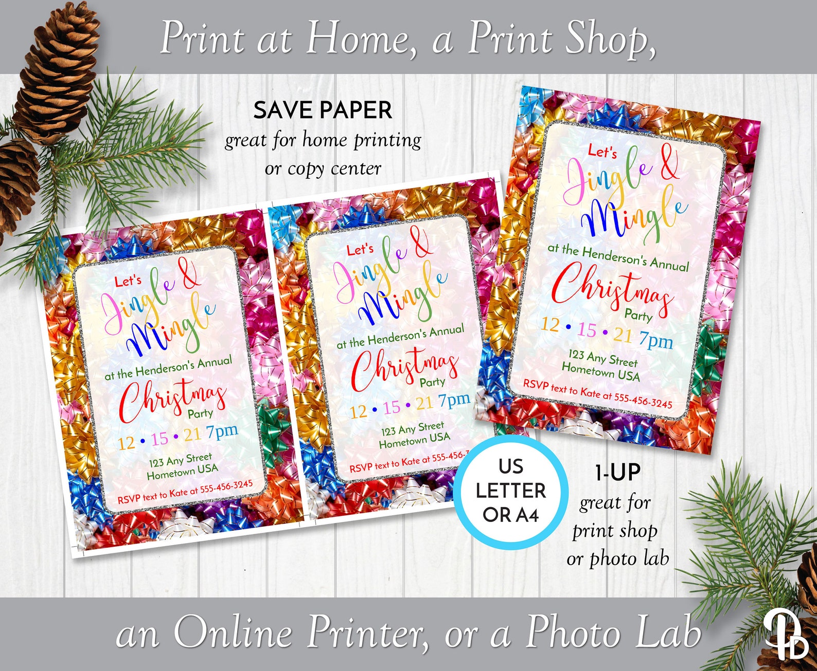 Colorful Christmas Party Invitation Holiday Invitation | Etsy