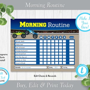 Monster Truck Children's Daily Routine Charts, Morning Routine Chart ...