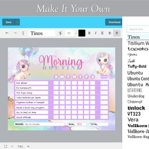 Pastel Unicorn Rainbow Children's Daily Routine Charts, Morning Routine ...