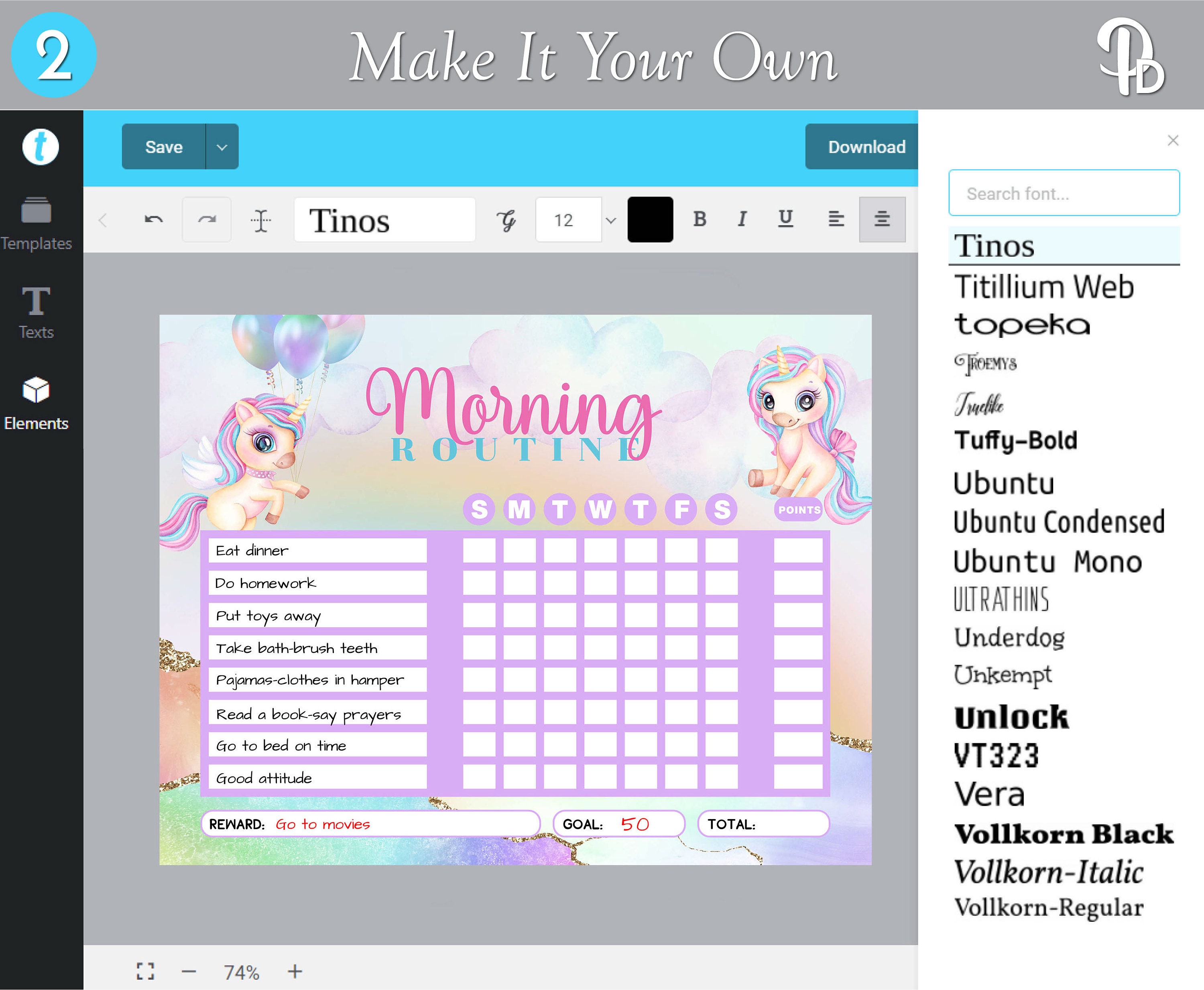 Pastel Unicorn Rainbow Children's Daily Routine Charts, Morning Routine ...