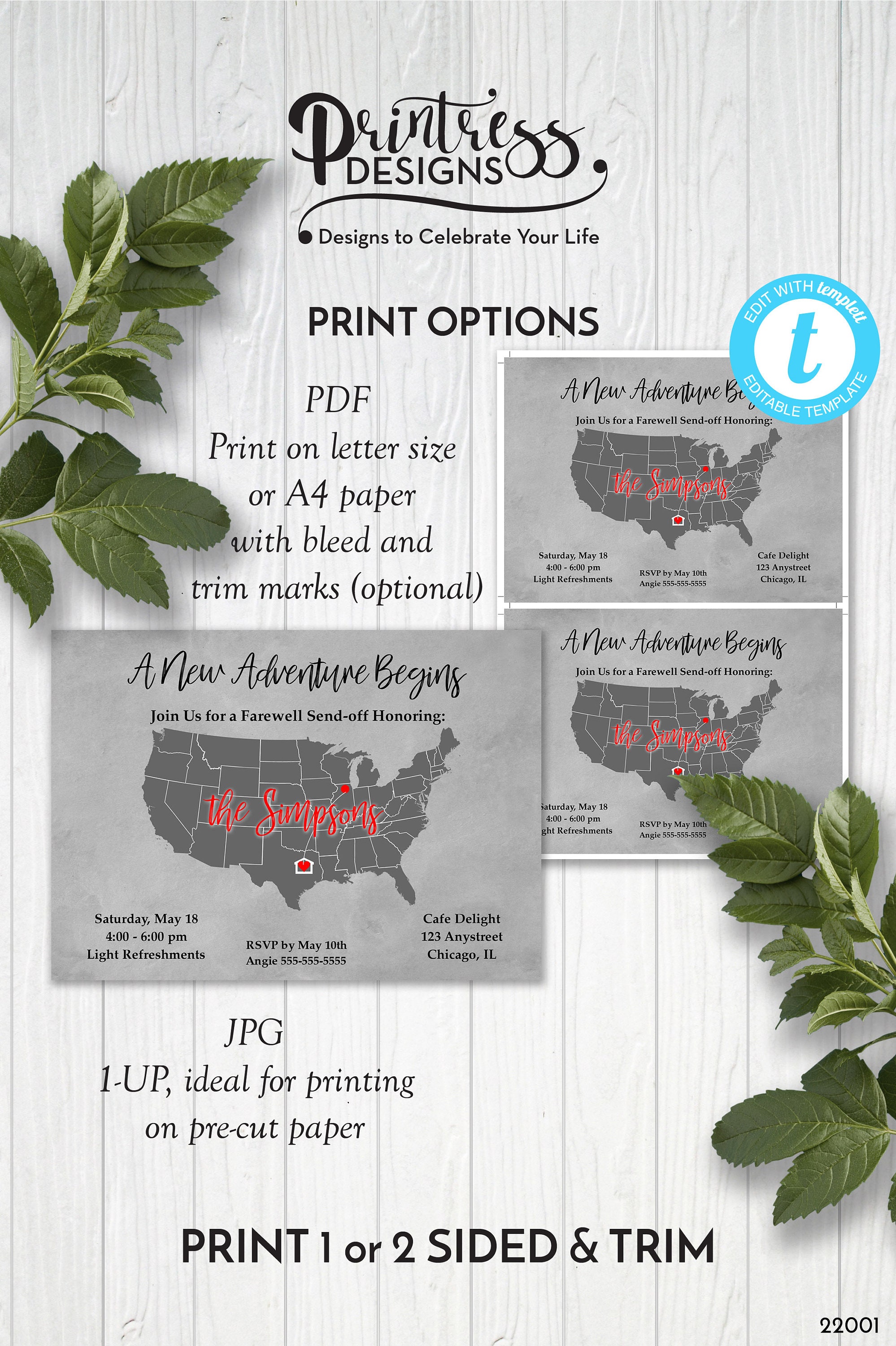United States Map Going Away Party Invitation Moving Party - Etsy
