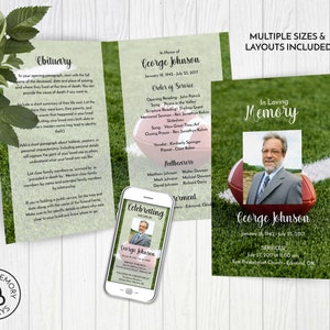 Football Fan Funeral Program Template Obituary/order of - Etsy