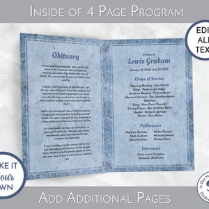 Blue Stone Funeral Program Template, Celebration of Life Memorial ...