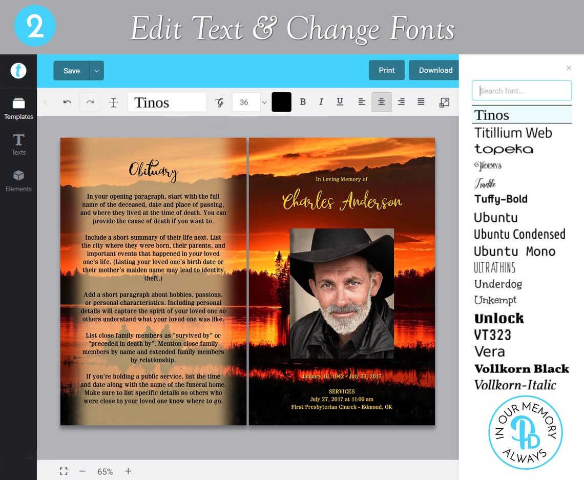 Sunset Fishing Funeral Program Template Obituary/order of - Etsy