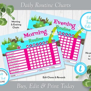 Frog on Lily Pad Children's Daily Routine Charts, Morning Routine Chart ...