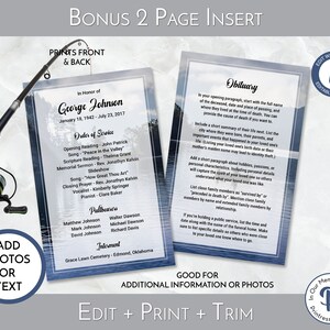 Blue Lake Fishing Funeral Program Template, Celebration of Life ...