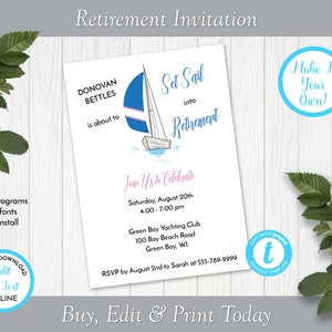 Set Sail Retirement Party Invitation, Retirement Celebration Digital ...