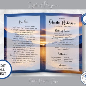 Enchanted Sunset Funeral Program, Obituary Template, Celebration of ...