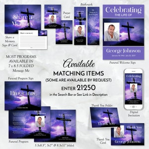 Purple Sunset Cross Funeral Program Template, Obituary/order of Service ...
