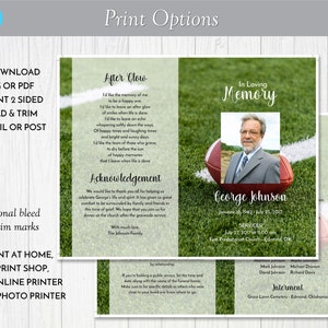 Football Fan Funeral Program Template, Obituary/order of Service ...