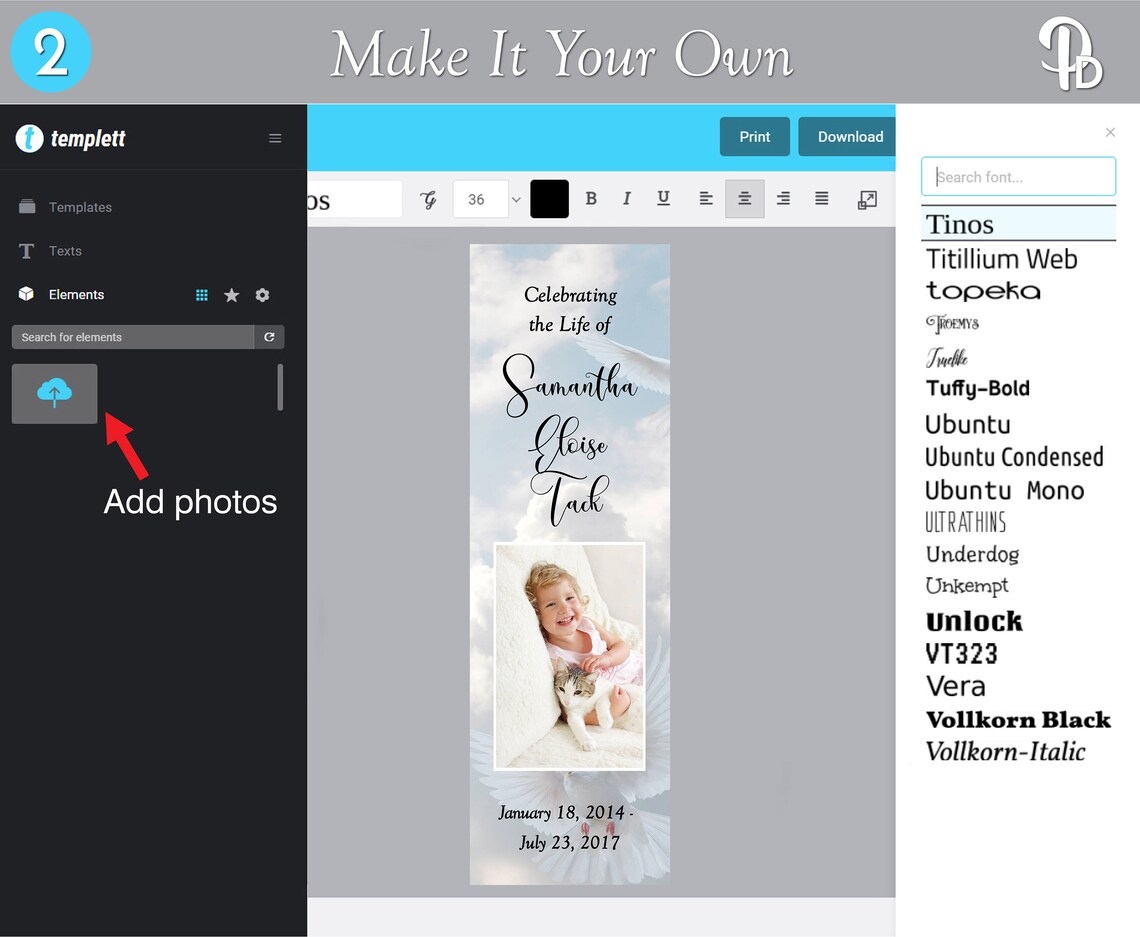 Doves in the Clouds Printable Funeral Bookmark Template, Editable ...