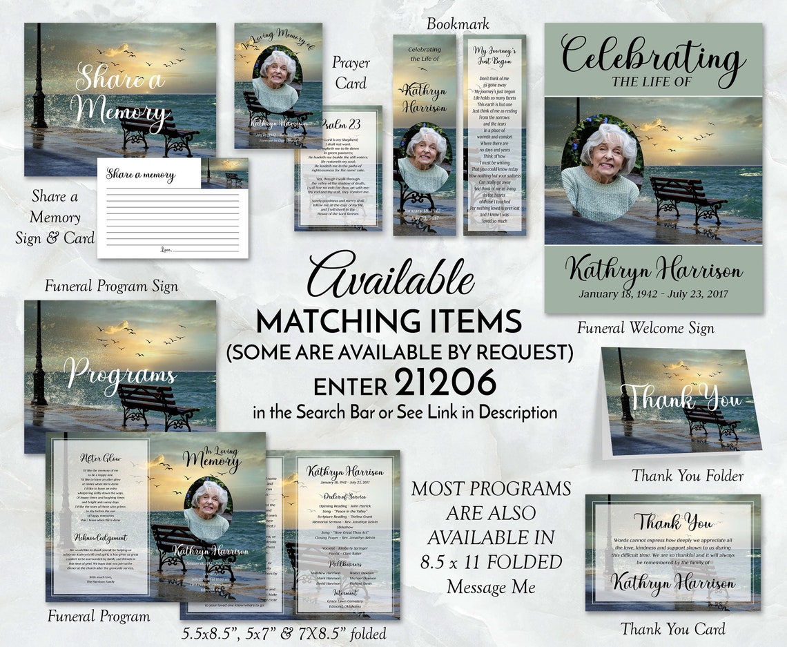 Ocean Sunset Funeral Program Obituary Template Celebration - Etsy