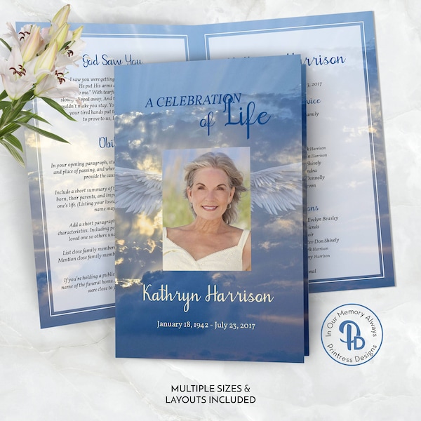 Printable Funeral Program Template - Etsy