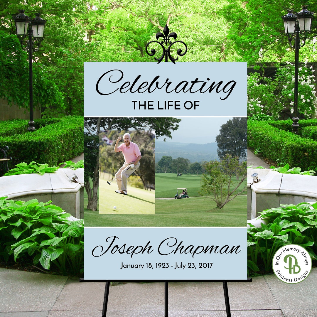 Golfer's Funeral Welcome Sign, Celebrating the Life of Sign, Printable ...