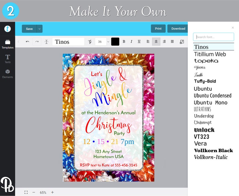 Colorful Christmas Party Invitation Holiday Invitation | Etsy