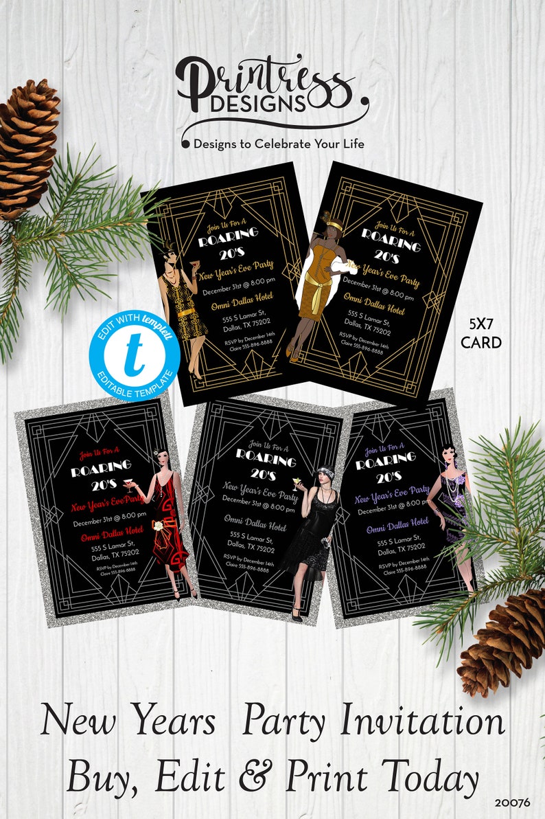 Roaring 20s Flapper New Year's Party Invitation 4 - Etsy