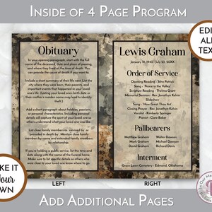 Camouflage Funeral Program Template, Memorial Service Bulletin for ...