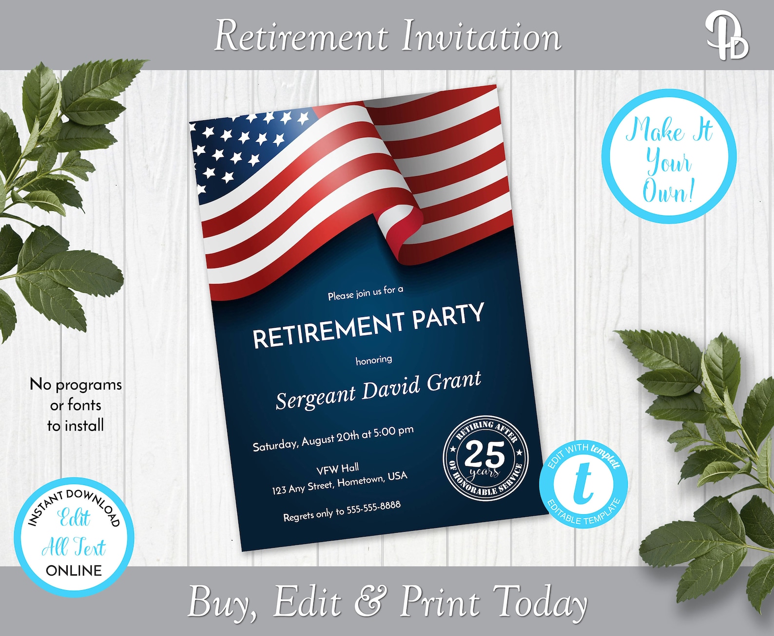 Military Retirement Party Invitation Includes Flyer Templates and ...