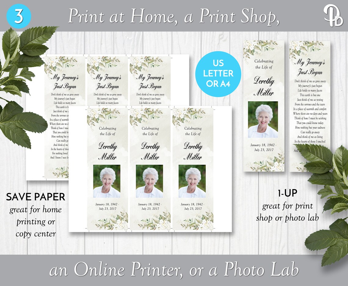 Creamy Oasis Funeral Keepsake Bookmark Memorial Favor - Etsy