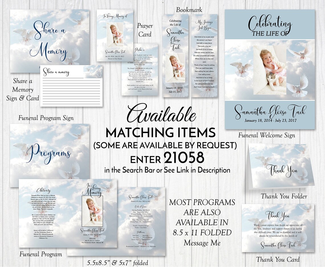 Doves in the Clouds Funeral Program Template Obituary/order | Etsy