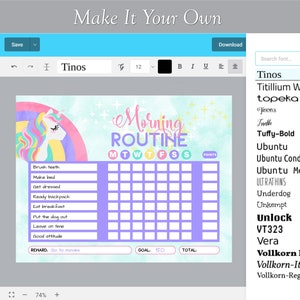 Pastel Unicorn Children's Daily Routine Charts, Morning Routine Chart ...