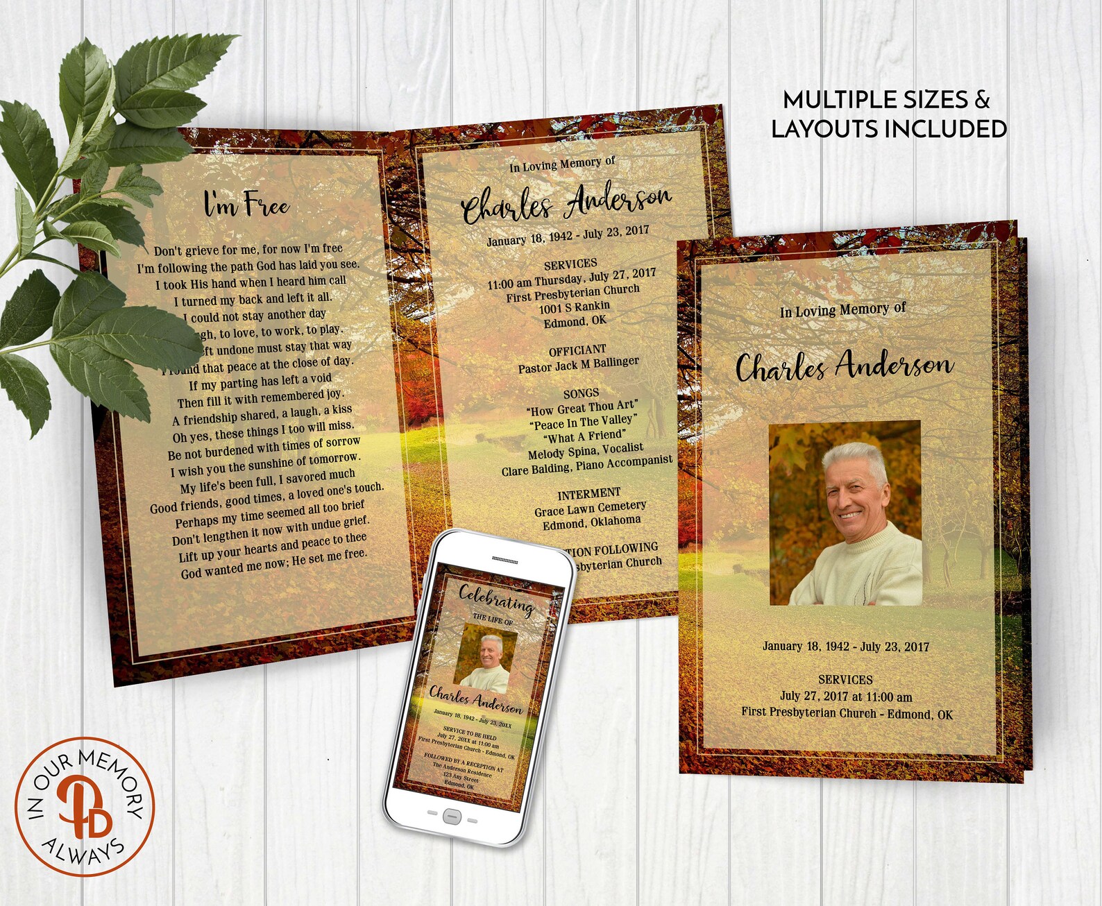 Autumn Landscape Funeral Program Template Obituary/order of - Etsy