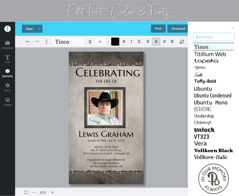 Rustic Brown Funeral Invitation Electronic Funeral - Etsy