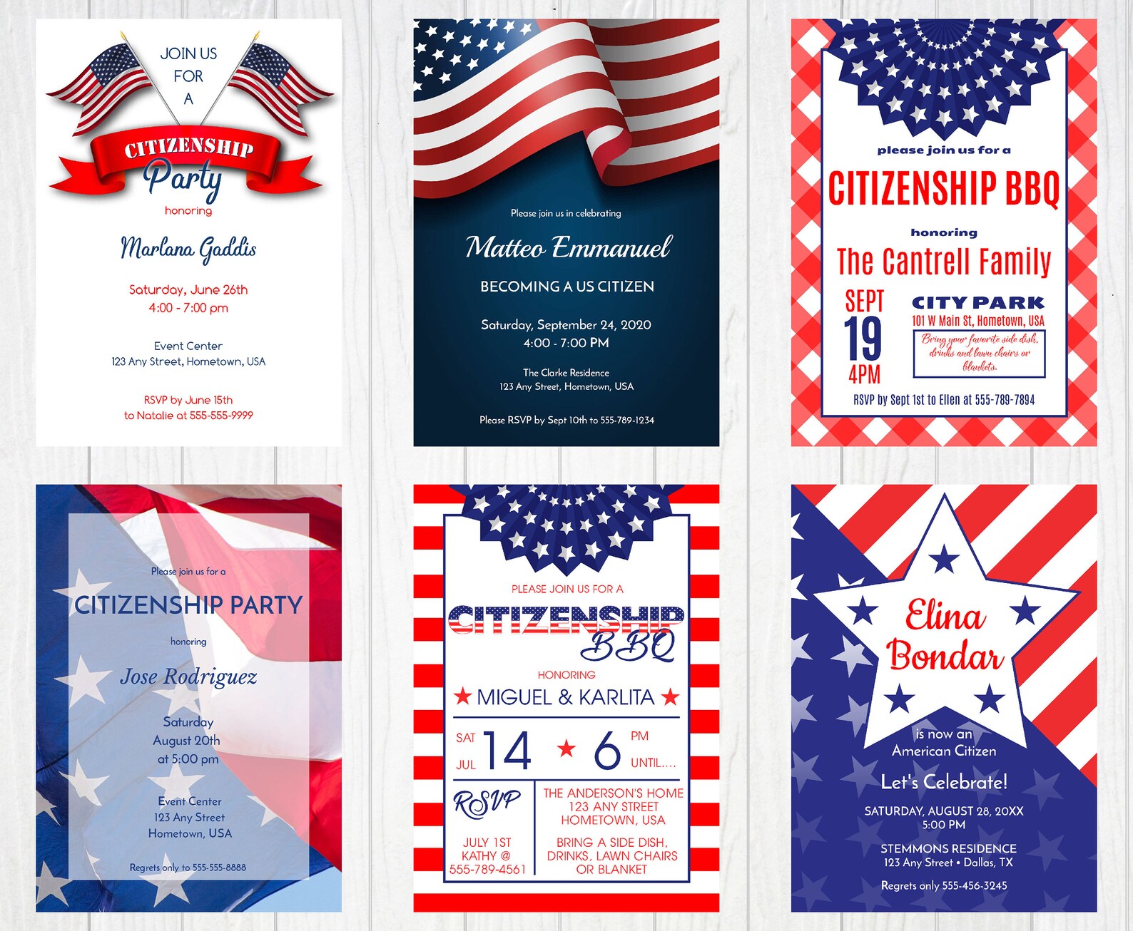 US Flag Citizenship Party Invitation, Citizenship Celebration ...