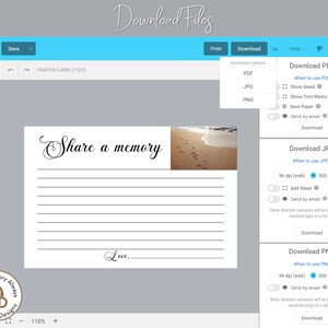 Footprints in the Sand Share a Memory Card and Sign, Memorial Favor ...