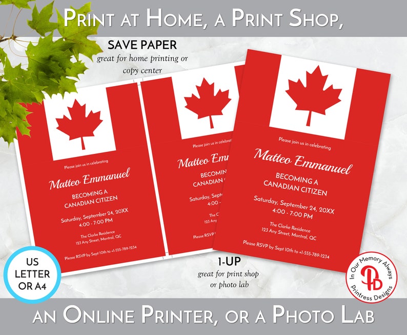 Canadian Flag Citizenship Party Invitation, Citizenship Invite ...
