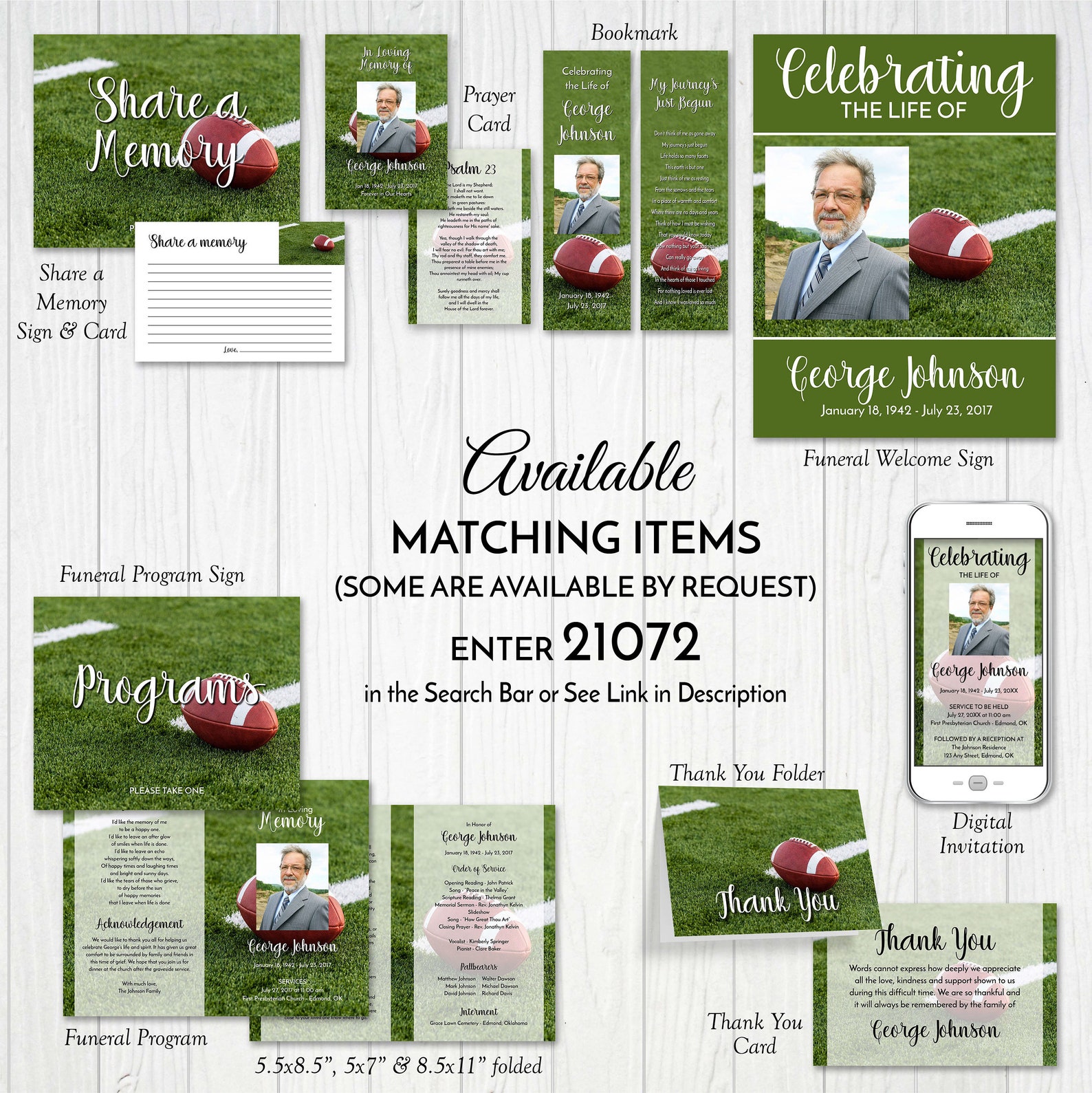 Football Fan Funeral Program Template, Obituary/order of Service ...