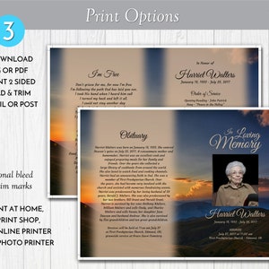 Sunrise Over the Hills Funeral Program Template, Obituary/order of ...