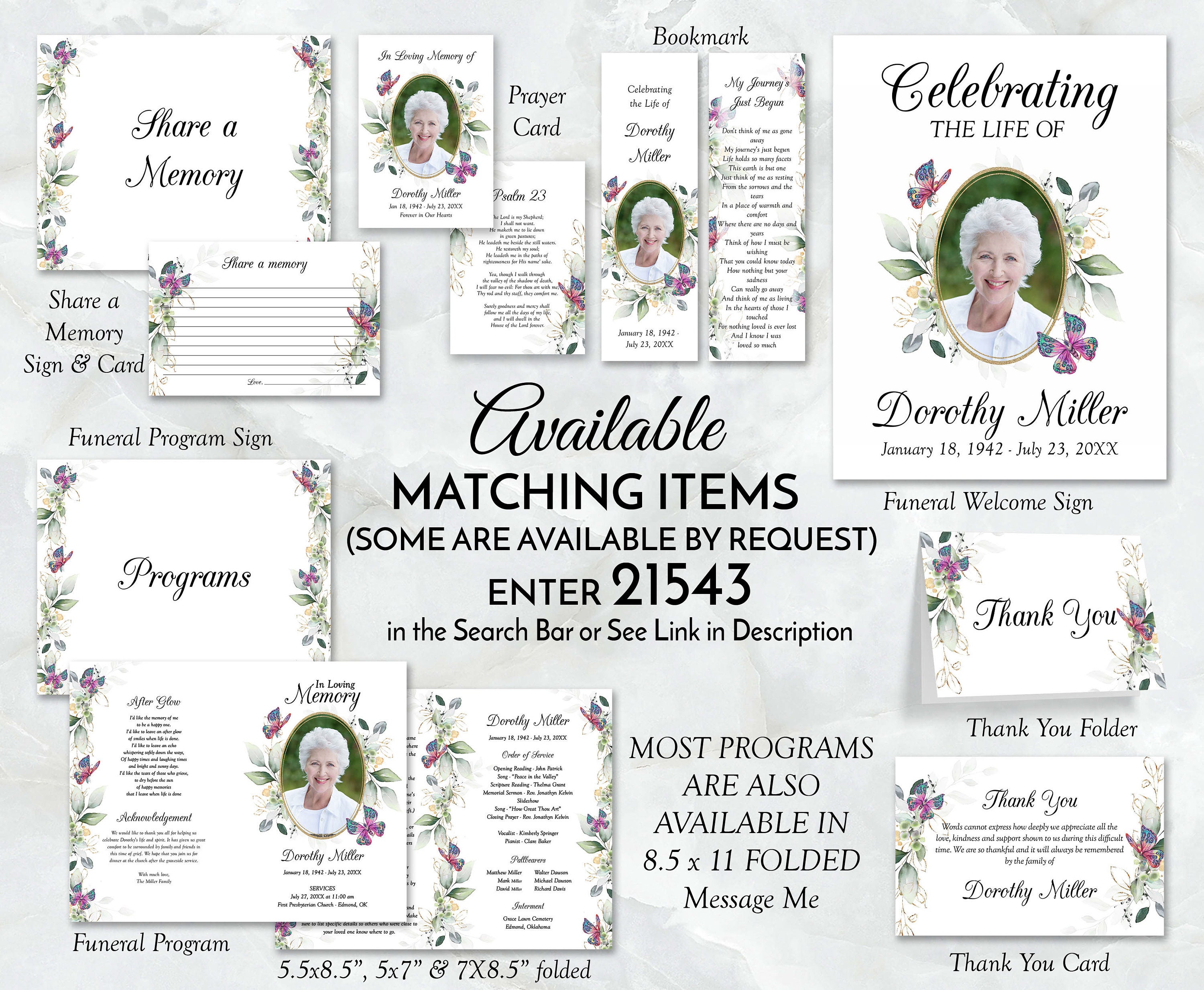 Colorful Butterfly Funeral Program, Obituary Template, Celebration of ...