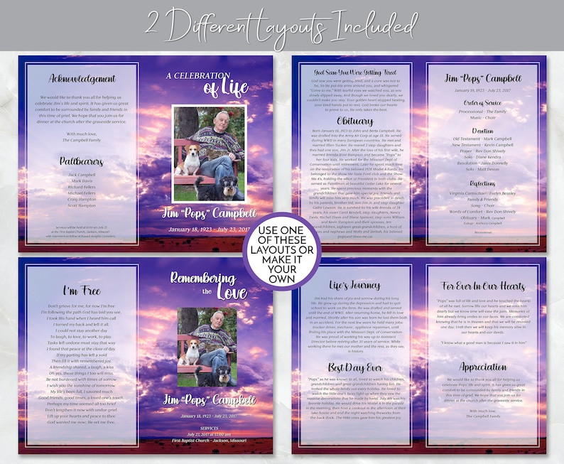 Desert Sunrise Funeral Program Obituary Template Celebration | Etsy